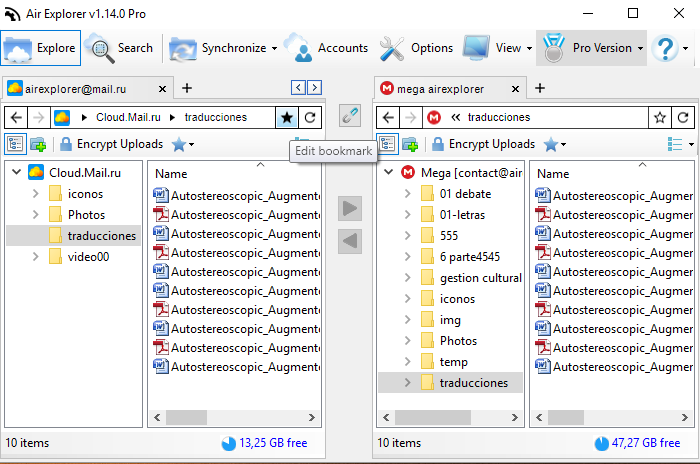 Bookmarking feature in Air Explorer