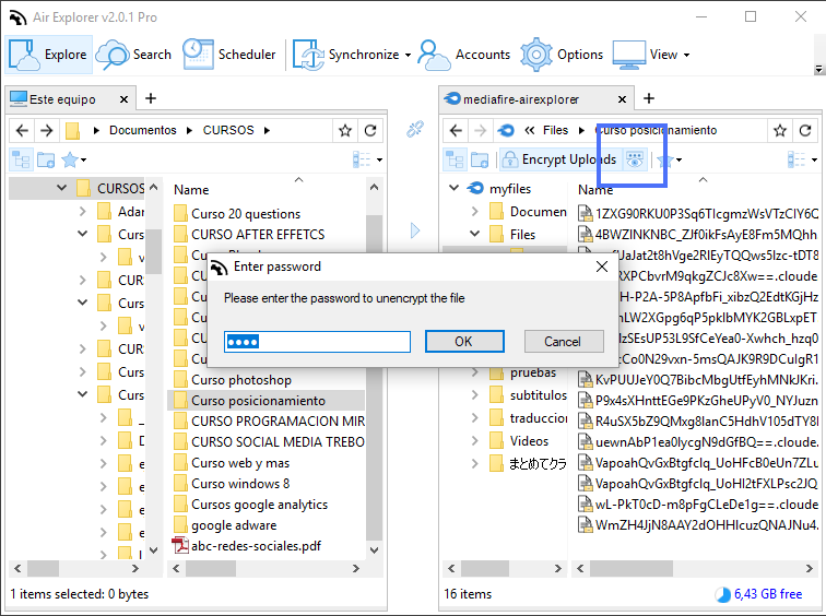 Encrypt uploads with Air Explorer