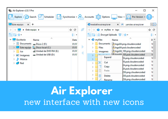 New interface in Air Explorer