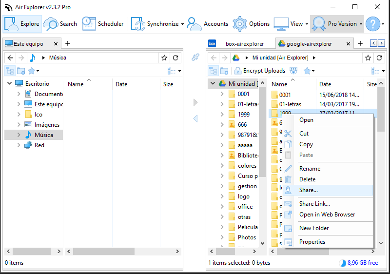 Share folder support in Air Explorer