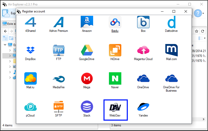 WebDav in Air Explorer