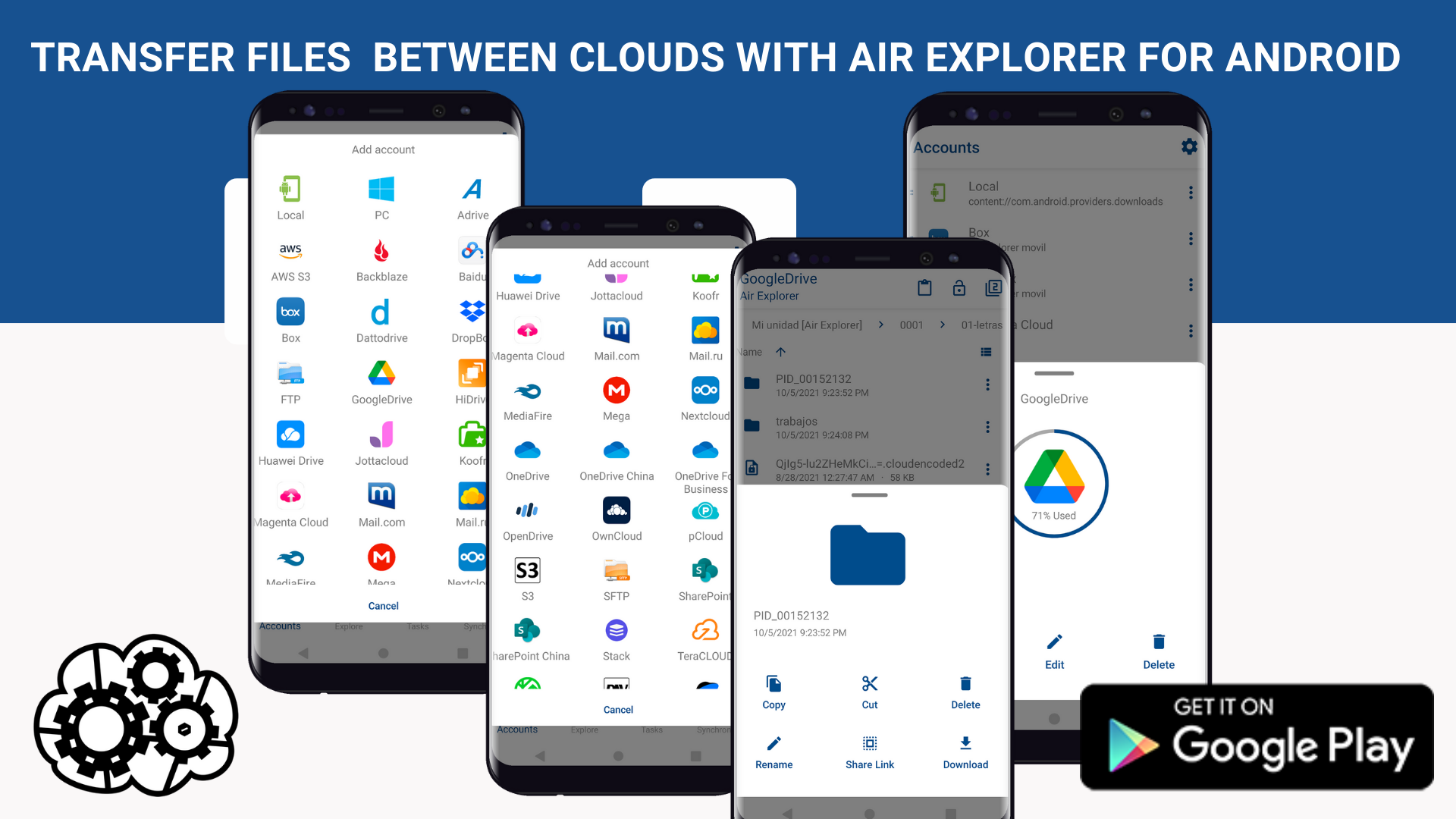Transfer files between clouds with Air Explorer for Android