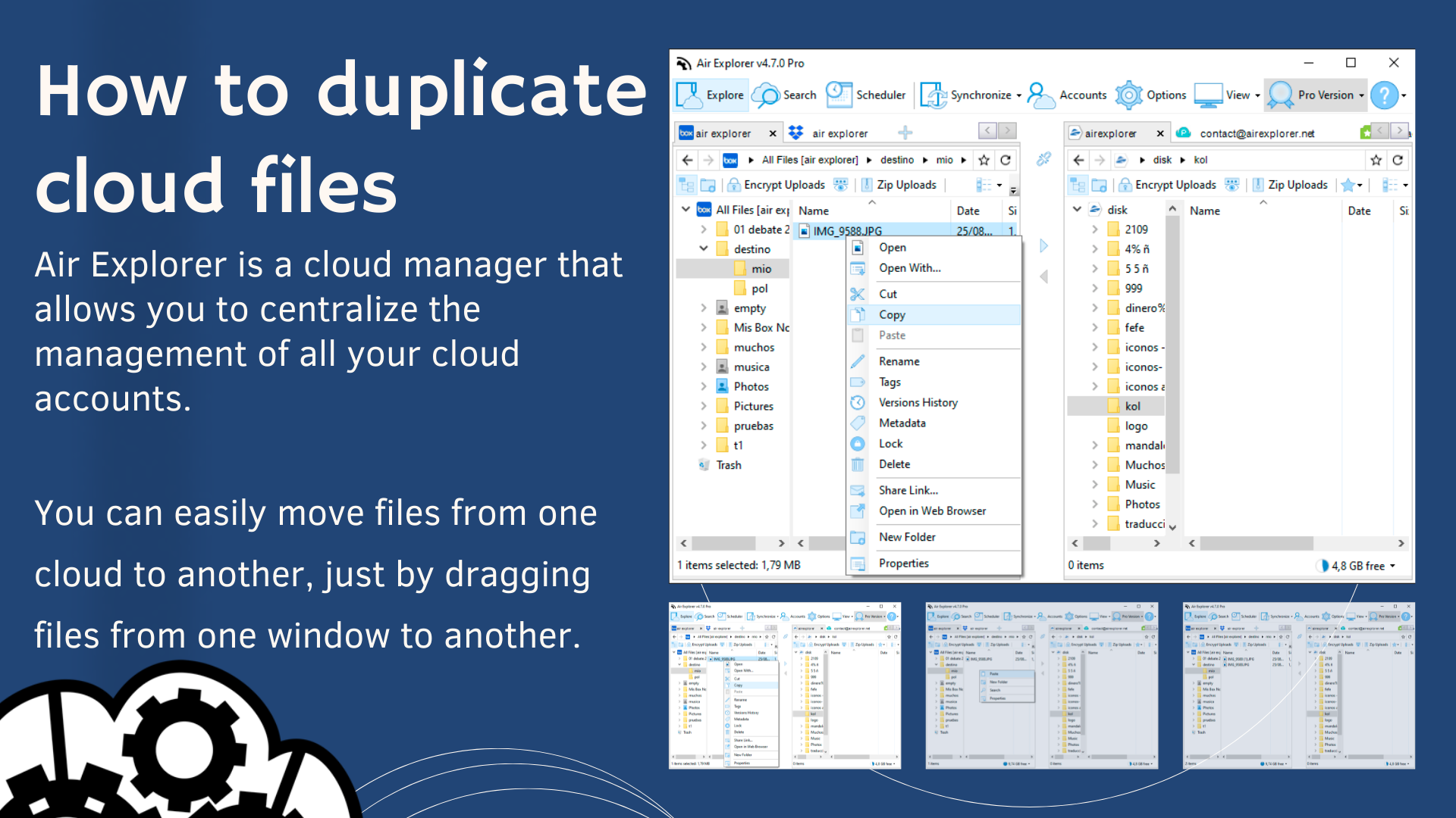 How to duplicate cloud files