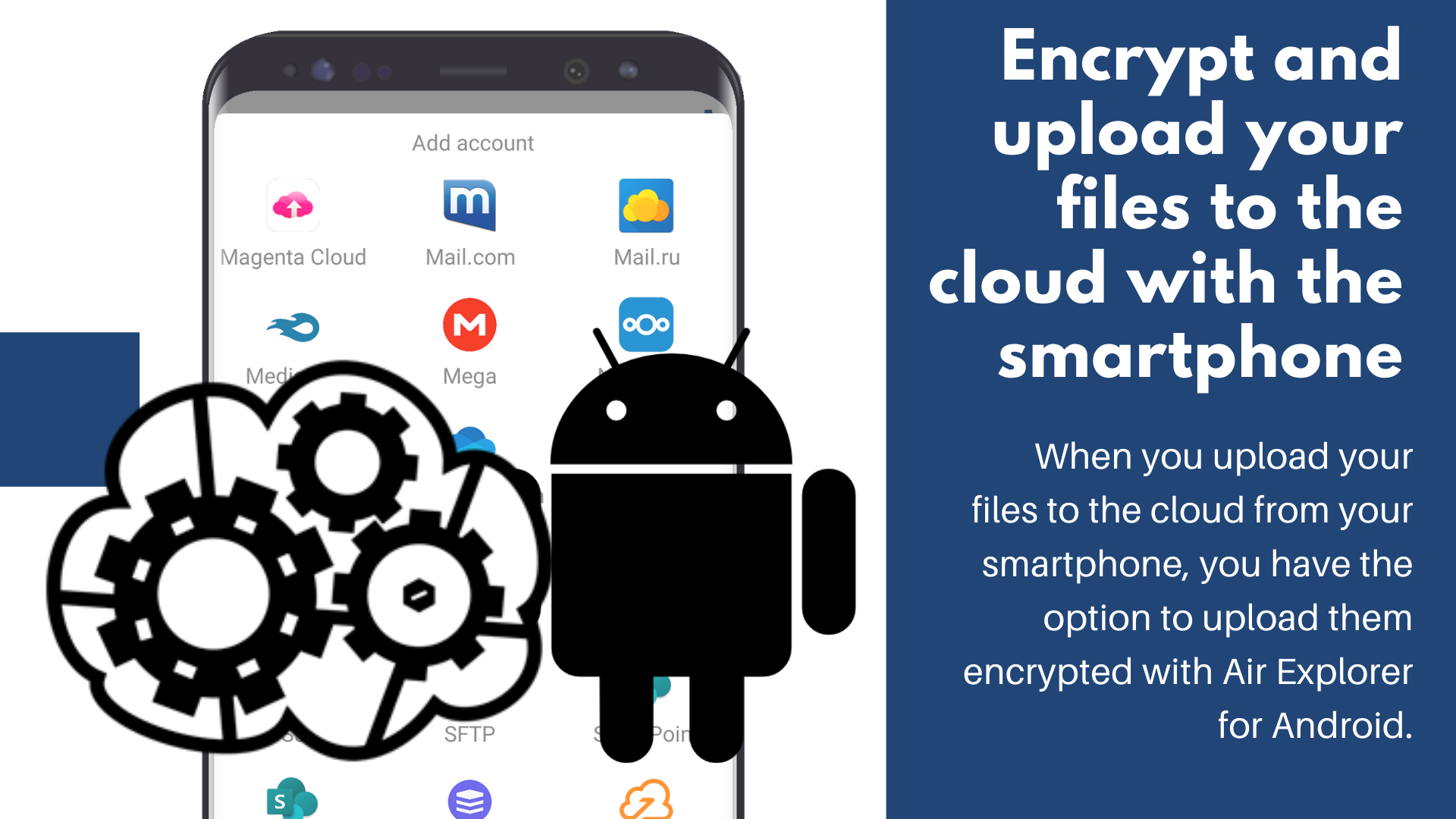 Encrypt and upload your files to the cloud with the smartphone