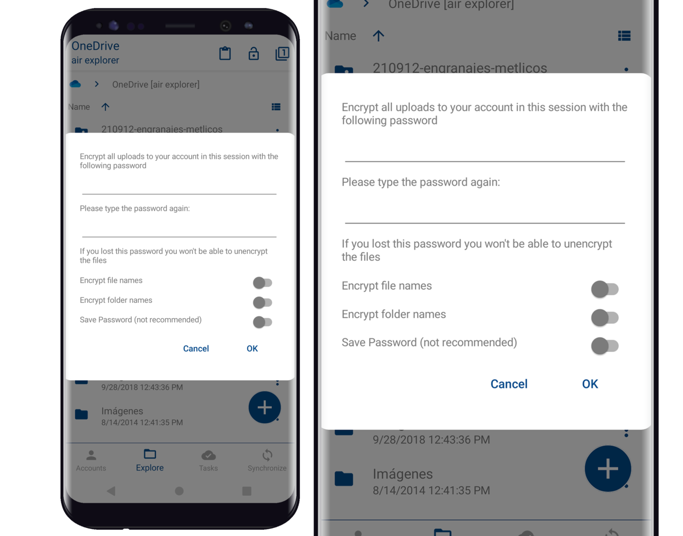 Encrypt and upload your files to the cloud with the smartphone